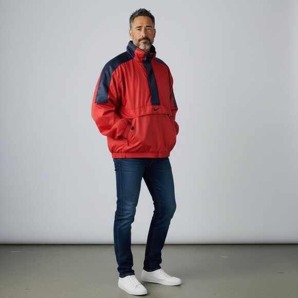 Nike | Jackets & Coats | Nike Vintage 9s Big Swoosh Anorak Puffer Red ...